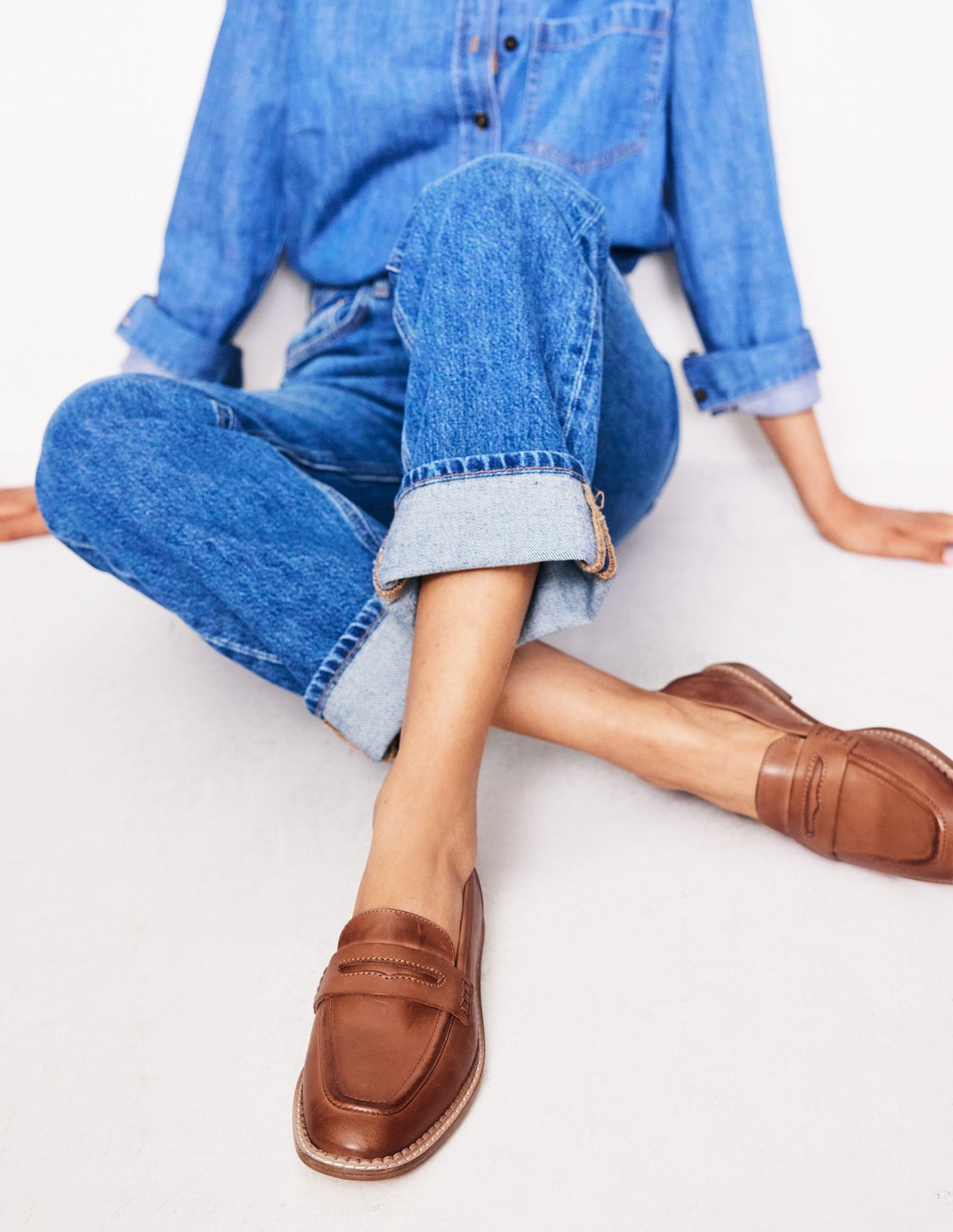 Nya Penny Loafers-Tan Burnished Leather | Boden Global