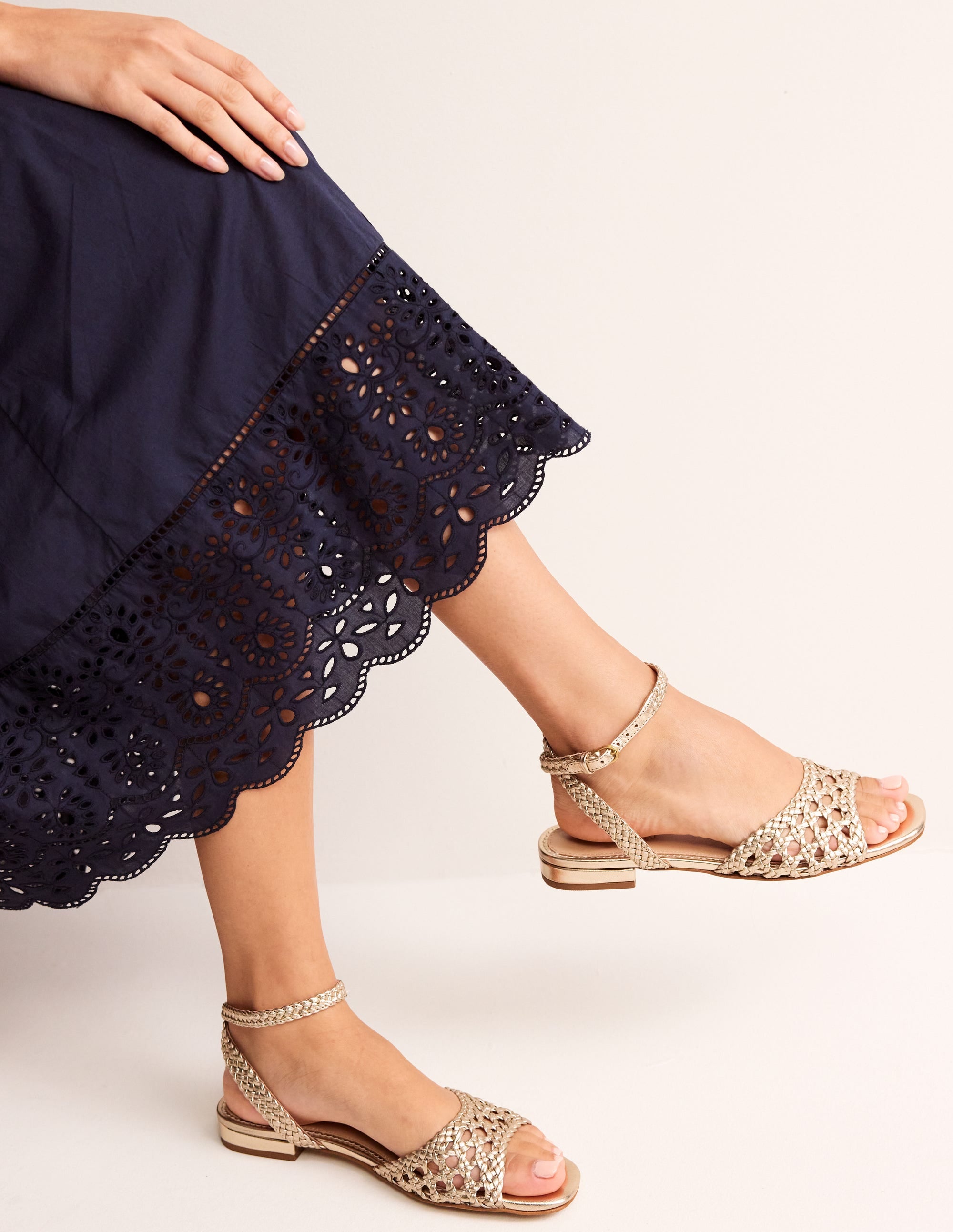 Woven Flat Sandals-Gold | Boden UK