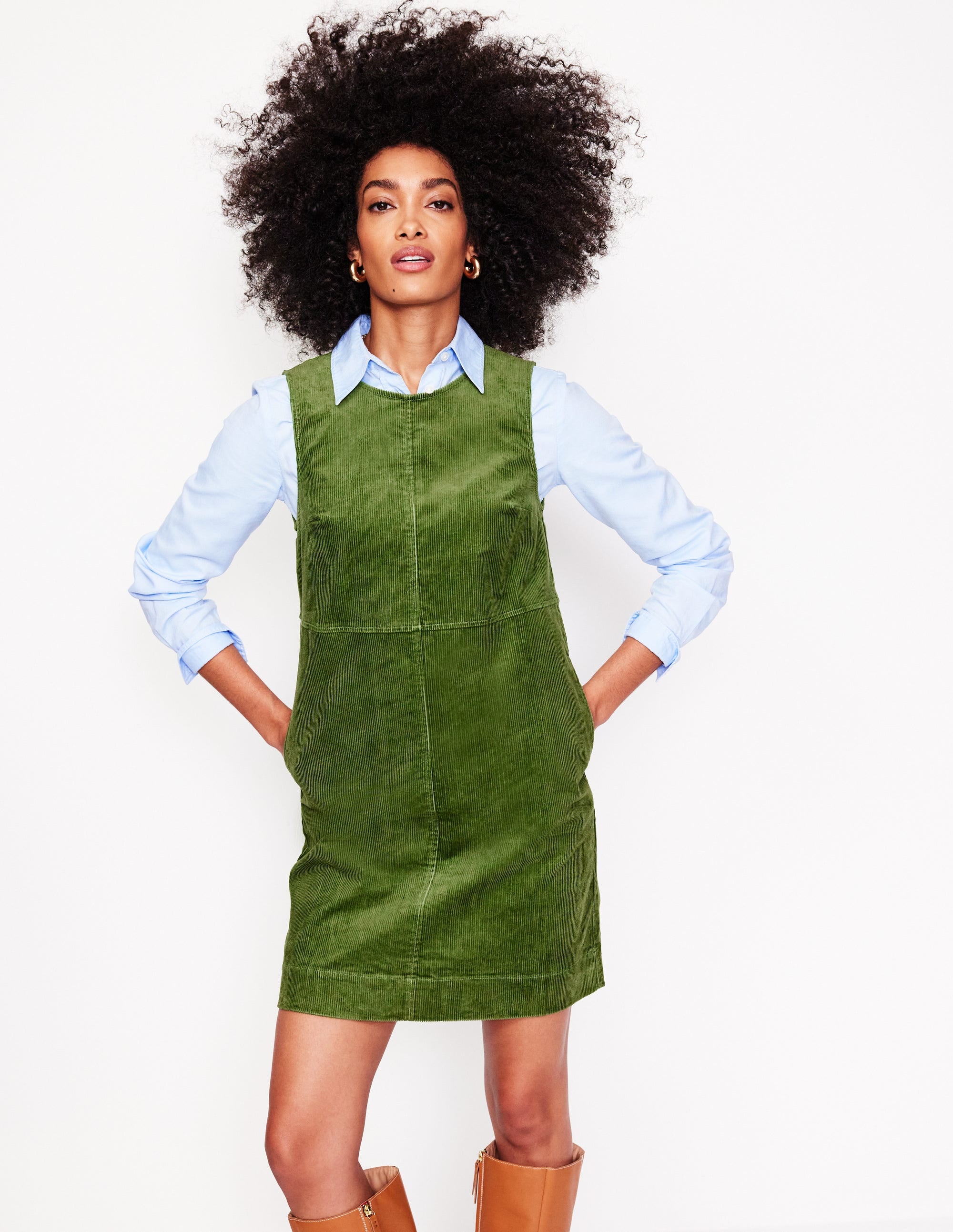 Pia Cord Shift Dress-Fir Tree | Boden UK