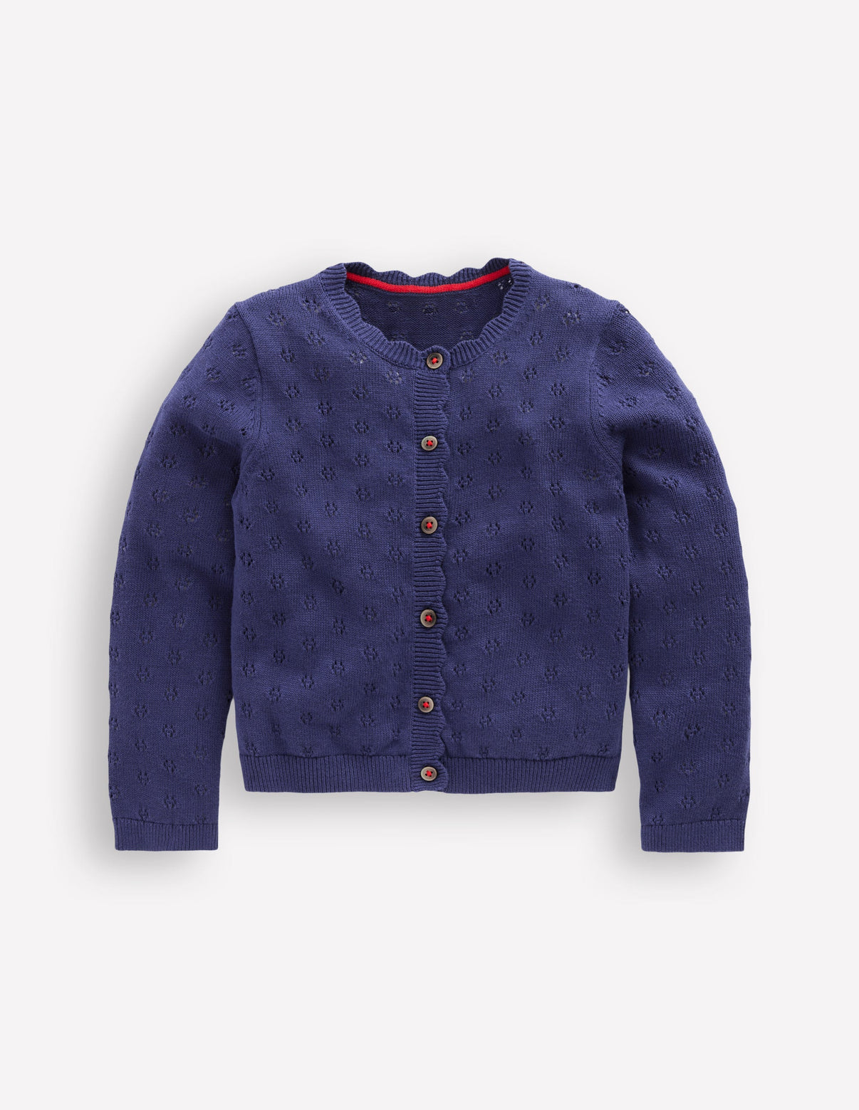 Everyday Scalloped Cardigan-College Navy | Boden Global
