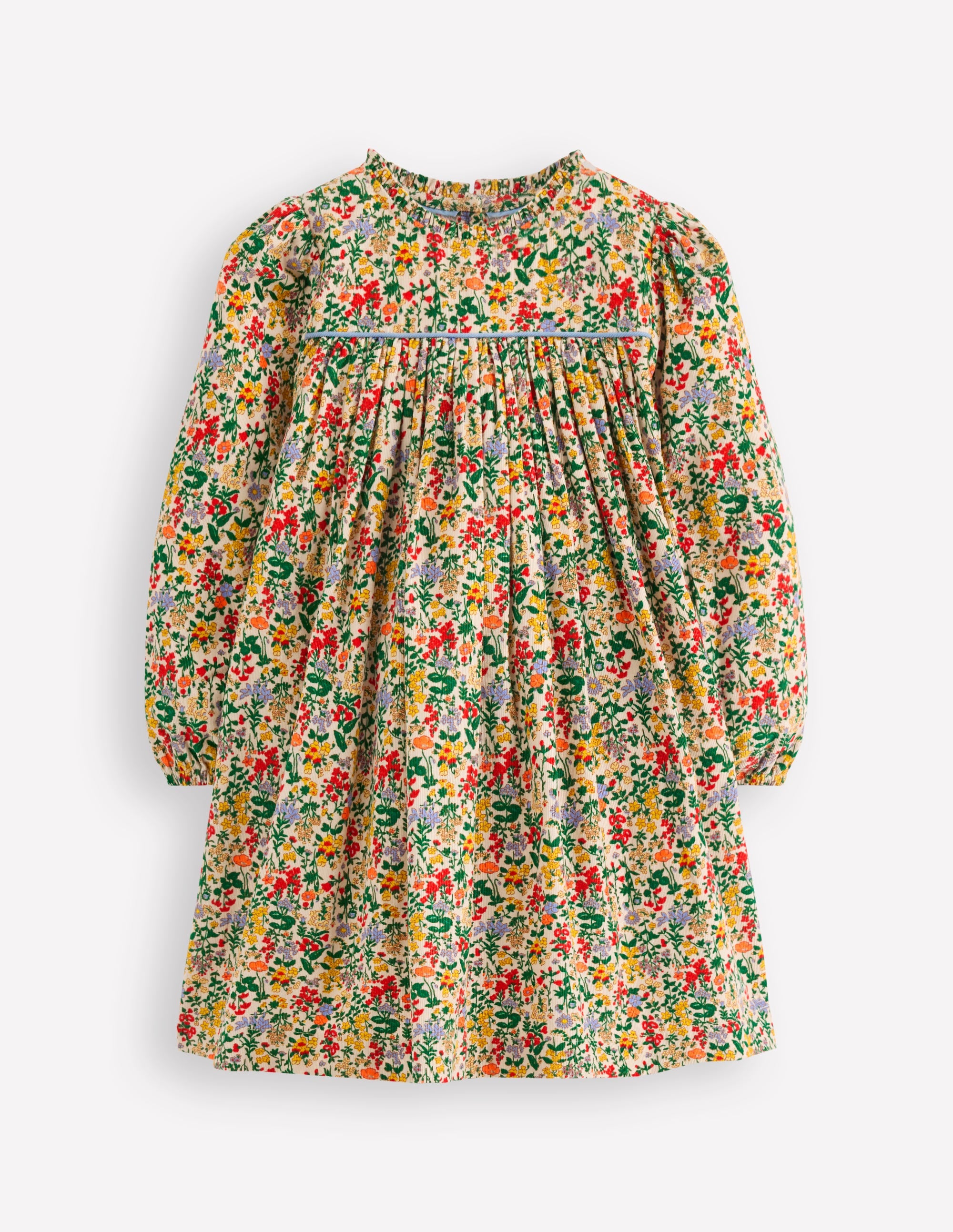 Ruffle Neck Woven Dress-Soft Ivory Flower Meadow | Boden Global
