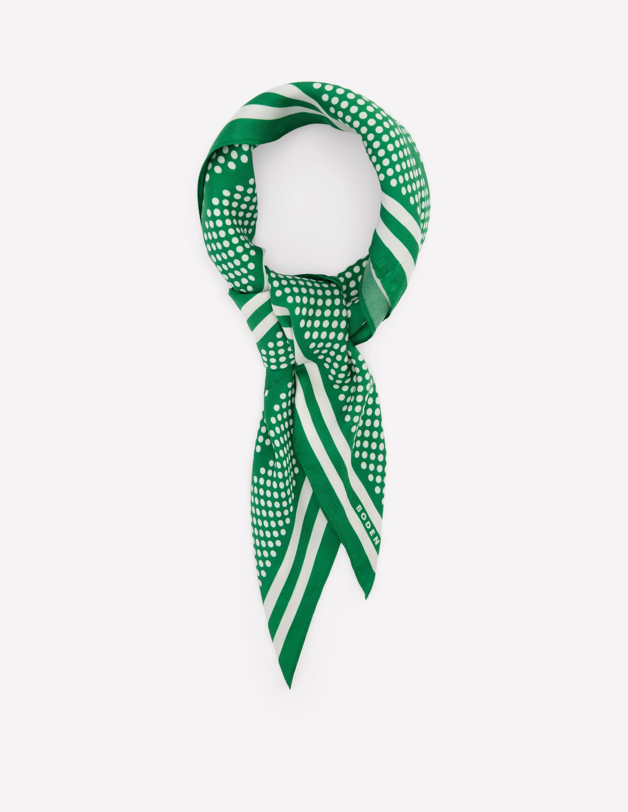 Silk Square Scarf-Rich Emerald, Border Spot | Boden UK