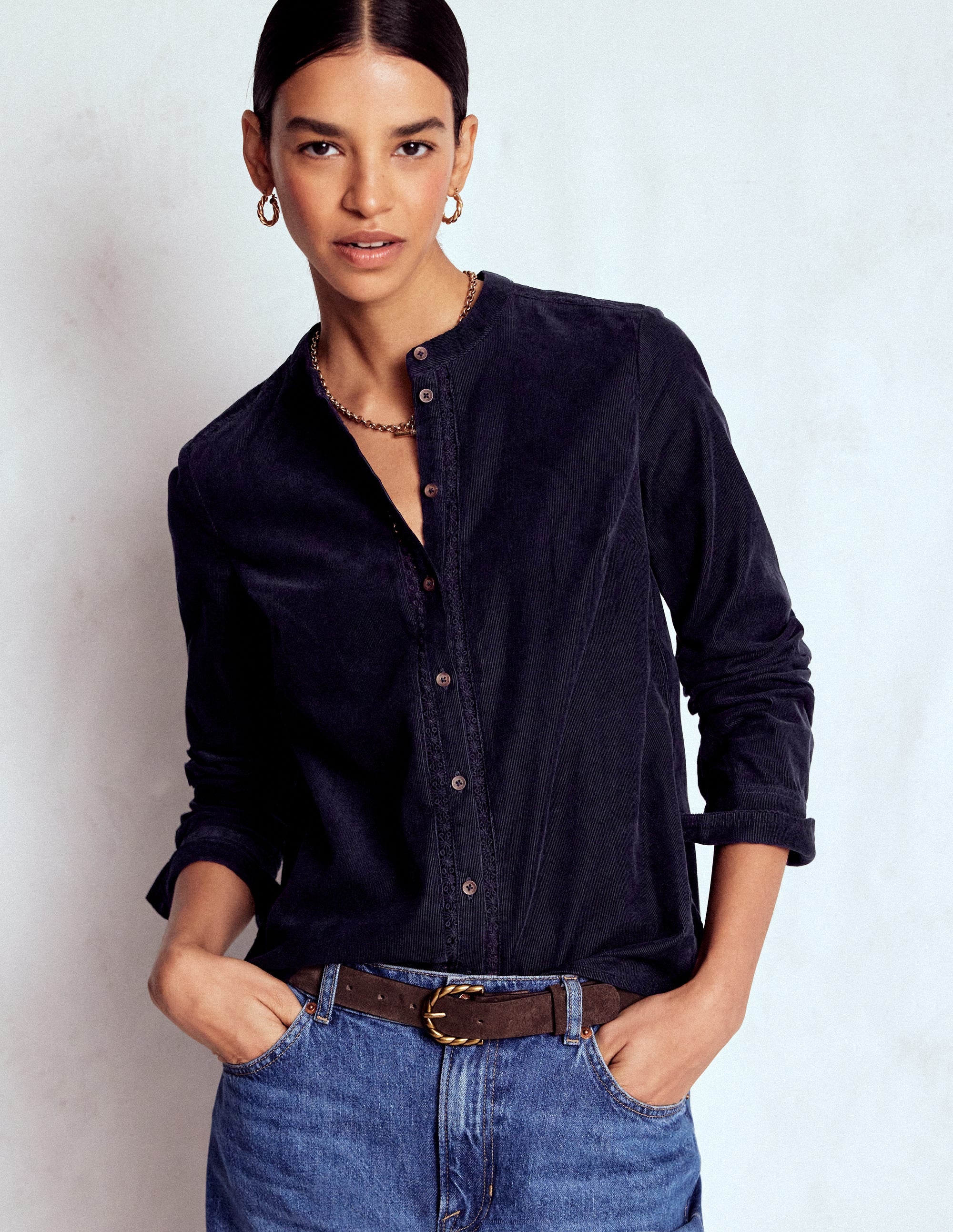 Victoria Cord Shirt-Navy | Boden Global
