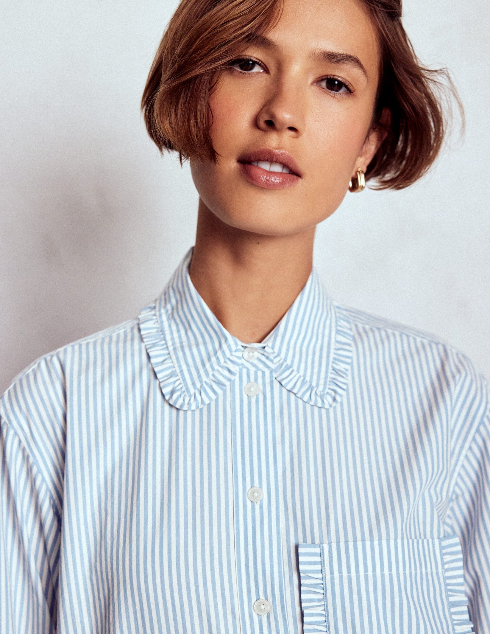 Sadie Relaxed Cotton Shirt-Faded Denim and Ivory Stripe | Boden Global
