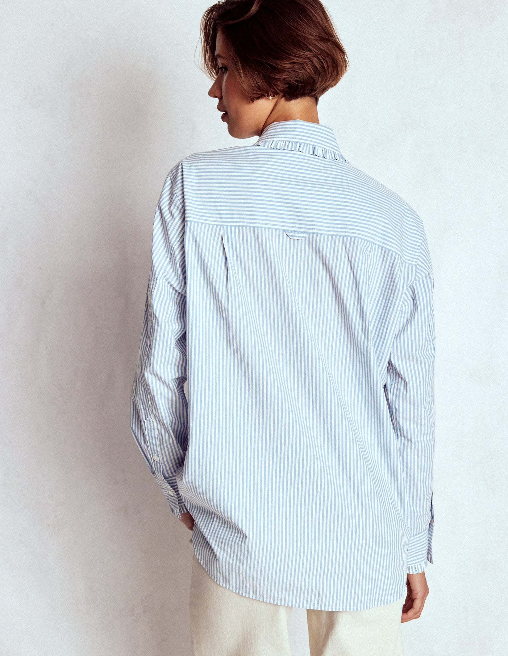 Sadie Relaxed Cotton Shirt-Faded Denim and Ivory Stripe | Boden Global