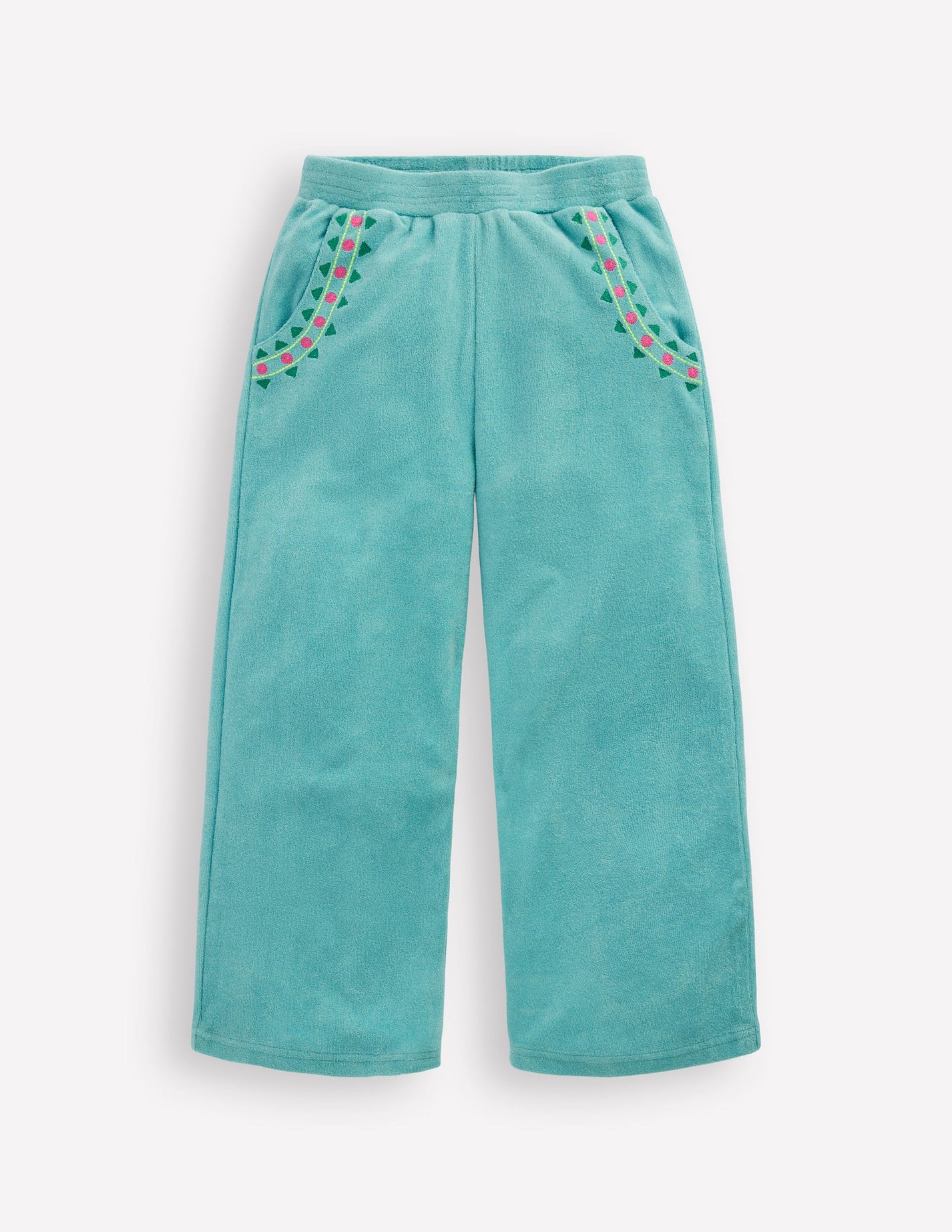 Straight Towelling Trousers-Blue Embroidery | Boden Global