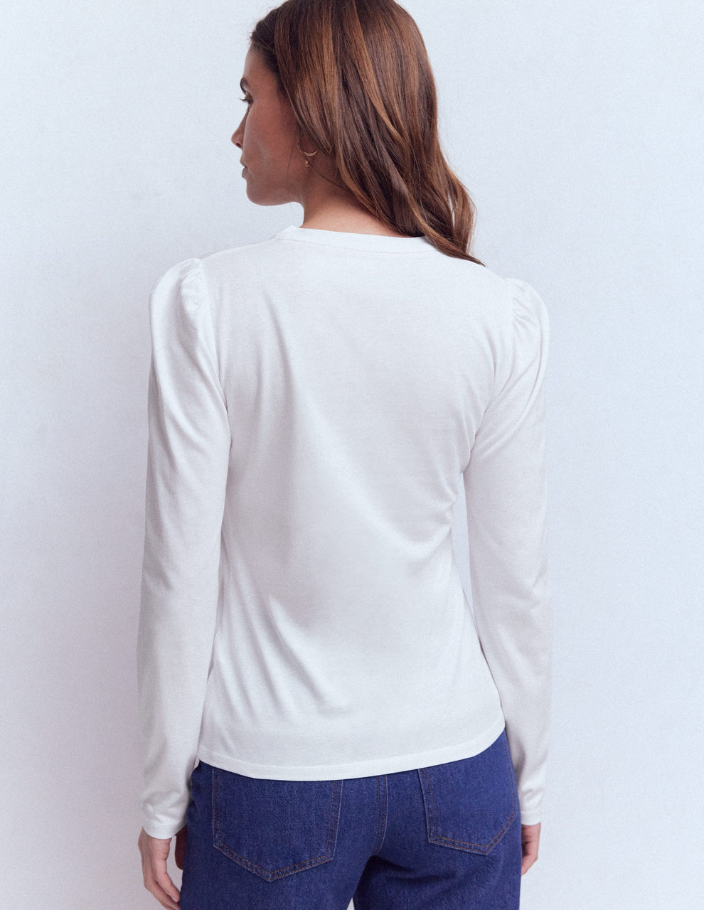 Supersoft Open Neck Henley-White | Boden Global
