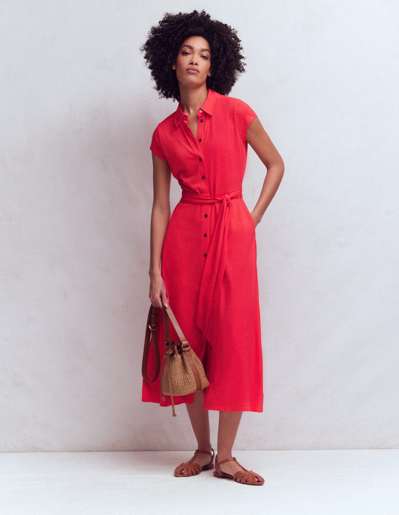 Marcia Jersey Shirt Dress-Poppy Red | Boden Global