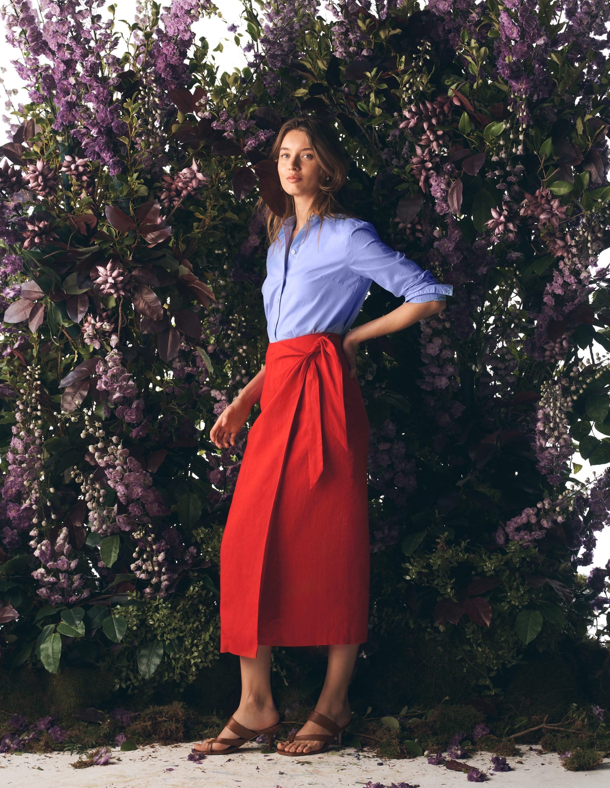 Dimitra Linen Column Skirt - Red Coral | Boden Global